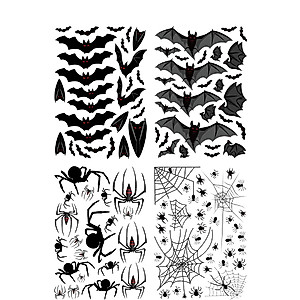 112 PCS Halloween Bat Spider Wall Stickers Decals for Halloween Party Decoration Supplies
