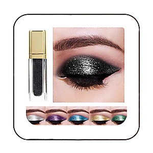 Kilshye Glitter Liquid Eyeshadow Shimmer Eye Shadow Metallic Eyeshadows High Pigment Eyes Shadow Long Lasting Waterproof Eyes Liquid Makeup for Women and Girls Pack of 1 (G- Black 12)