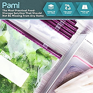 PAMI Food Storage Slider Gallon Bags [40 Pieces] - Leakproof Freshness-Lock Bags With Expandable Bottom- Food-Safe Slider Zipper Bags With Write On Label- Thick & Reusable Sandwich Bags