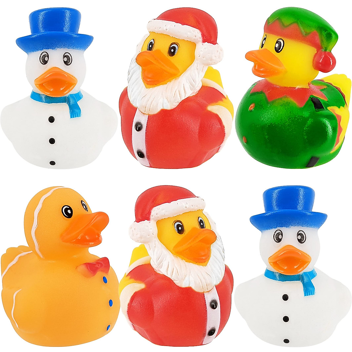 The Dreidel Company Christmas Holiday Rubber Duck Toy Duckies for Kids, Bath Birthday Gifts Baby Showers Summer Beach and Pool Activity, 2" (6-Pack)