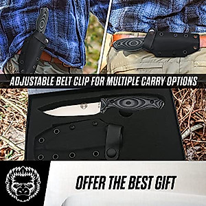 Survival Bushcraft Knife | Fixed Blade Hunting Knife W Sheath D2 | Gift Set For Him Knife | Bushcraft Outdoor Camping Knife | Full Tang Tactical Survival Knife Kit