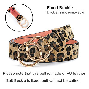 SUOSDEY Women Leather Belt Fashion Double O-Ring Soft Faux Leather Waist Belts For Jeans Dress