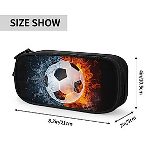 YIJIUWKIS Soccer Pencil Box Case for Kids Boys, Sports-Themed Pencil Pouch Big Capacity Black Pencil Bag Portable Stationery Storage Box Desk Pen Bag for School Office