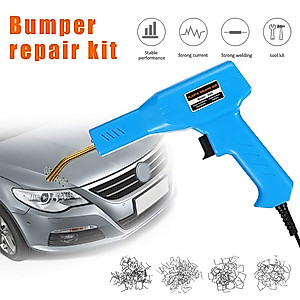 HPEVA 50W Plastic Welder,Hot Stapler Plastic Welding Machine,Handy Hot Staple Gun Car Bumper Repair Kit,Bodywork Fender Fairing Welding Systems Include 4 Types Hot Wave Flat Staples(Blue)