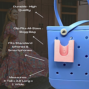 BAGLETS PREMIUM - Phone Holder New 2023 Edition Accessory Charm - Decorative Organizer Accessories Compatible with Bogg Bags, Simply Southern and other Tote Bags. (Pink)