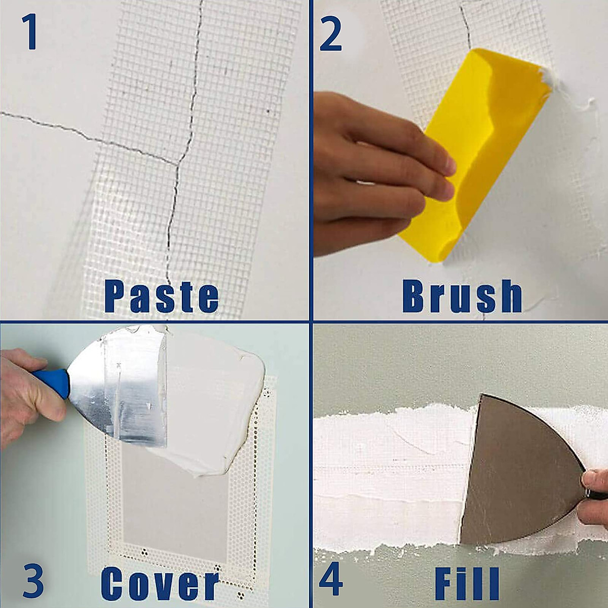 QILIMA Self-Adhesive Fiberglass Drywall Joint Mesh Tape, Fiber Mesh Crack Patch Wall Repair Fabric,2 Inch by 148 Feet White