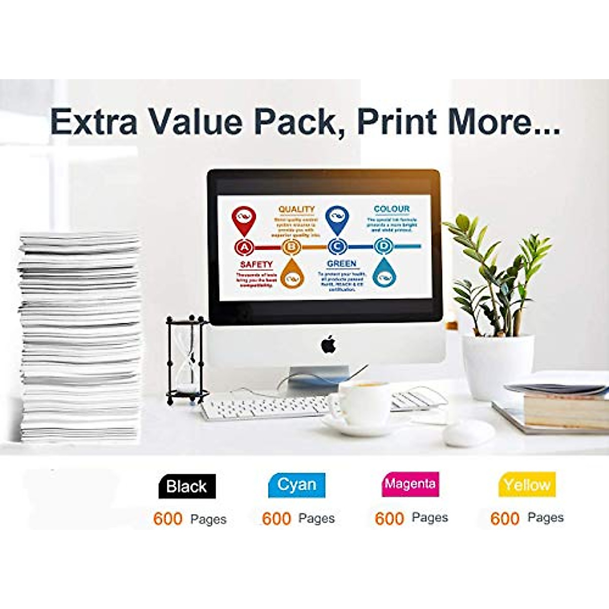 JUSTCOLOR Compatible Ink Cartridge Replacement for Brother LC103XL LC103 use with MFC-J450DW J470DW J475DW J870DW J4510DW J6920DW J4710DW J6520DW J285DW (4 Black, 2 Cyan, 2 Magenta, 2 Yellow)