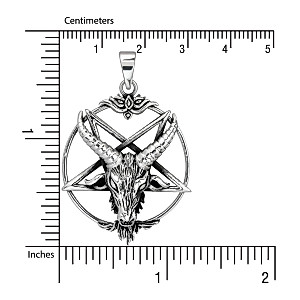 WithLoveSilver Sterling Silver 925 Pentagram Pentacle Goat Horned God Cernunnos Pendant