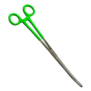 New Premium German Stainless Straight + Curved Hemostat Forceps, Hemostat Forceps clamp 10" (Cynamed Brand) Set of 2 ea-Green