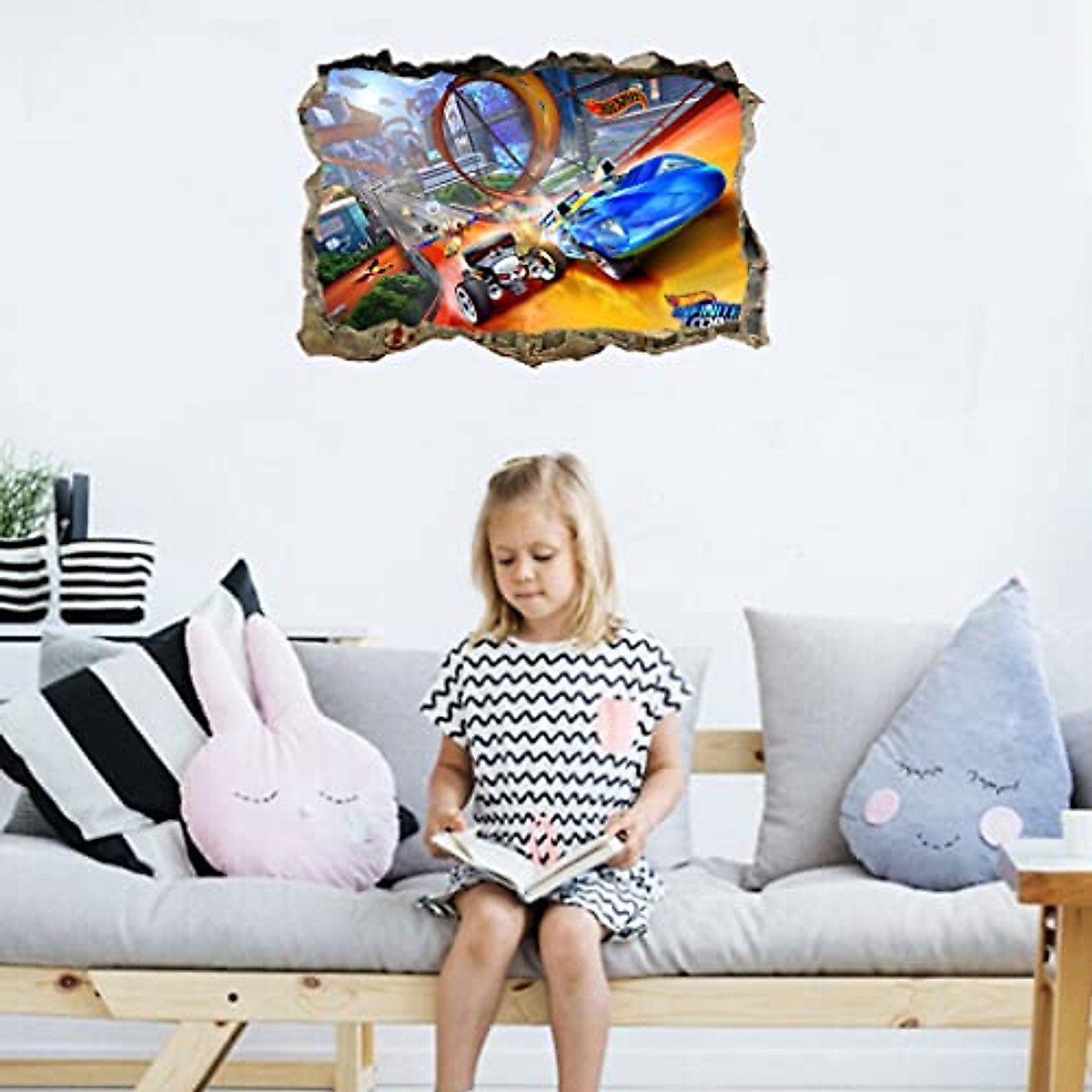 LSXYJ 3D Hot Wheels Stickers, Hot Wheels Wall Decals, Cars Wall Decals for Boys Bedroom, Hot Wheels Poster Bedroom Decor, Hot Wheels Wall Art 23.6X 16 inches