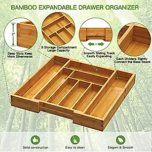 Bamboo Knife Block Holds Organizer in-Drawer Knife Insert Holder, Large Handle Steak Knife Holder Without Knives Storage