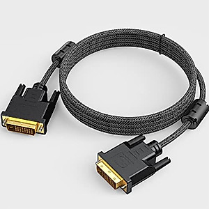 UOOI DVI Cable 10FT, DVI-D to DVI-D (24+1)– M/M Double Shielding Digital Cord with Two Ferrite Core and PET Braided for Gaming, DVD, Laptop, HDTV and Projector - Gold Plated