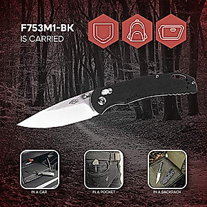 Firebird GANZO F753M1 Pocket Folding Knife Anti-Slip G-10 Handle with Clip 440C Stainless Steel Blade Camping Hunting Gear Fishing Folder Outdoor EDC Knife (Green)