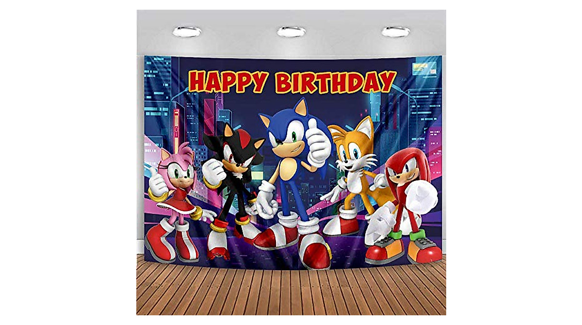Sonic Hedgehog City Night Backdrop for Kids' Birthday Parties