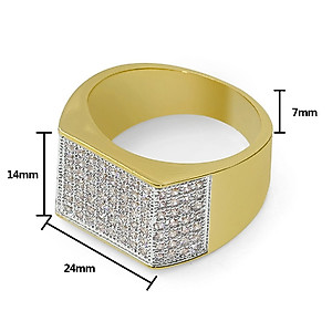 JINAO 18k Gold Plated Iced Out Square Bling Ring Cubic Zirconia Statement Wedding Band Ring for Women Men Hip Hop (11)