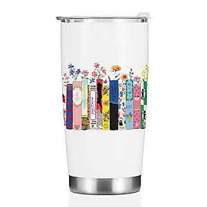 Stainless Steel Tumbler, Coffee Mug with Lid, 20 oz Thermal Cup Insulated Water Glasses, Book Accessories for Book Lovers, Librarian Gifts for Women Girls Bookworm