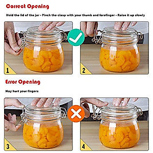 ComSaf Airtight Glass Canister Set of 3 with Lids 78oz Food Storage Jar Square - Storage Container with Clear Preserving Seal Wire Clip Fastening for Kitchen Canning Cereal,Pasta,Sugar,Beans,Spice