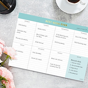 Sweetzer & Orange Weekly To Do List Pad. Minty Gold Weekly Planner Notepad with Daily Planner Agenda Squares. 7x10” Day Planner 2024 2025 - Student Planner, Work Planner and Checklist Note Pad.