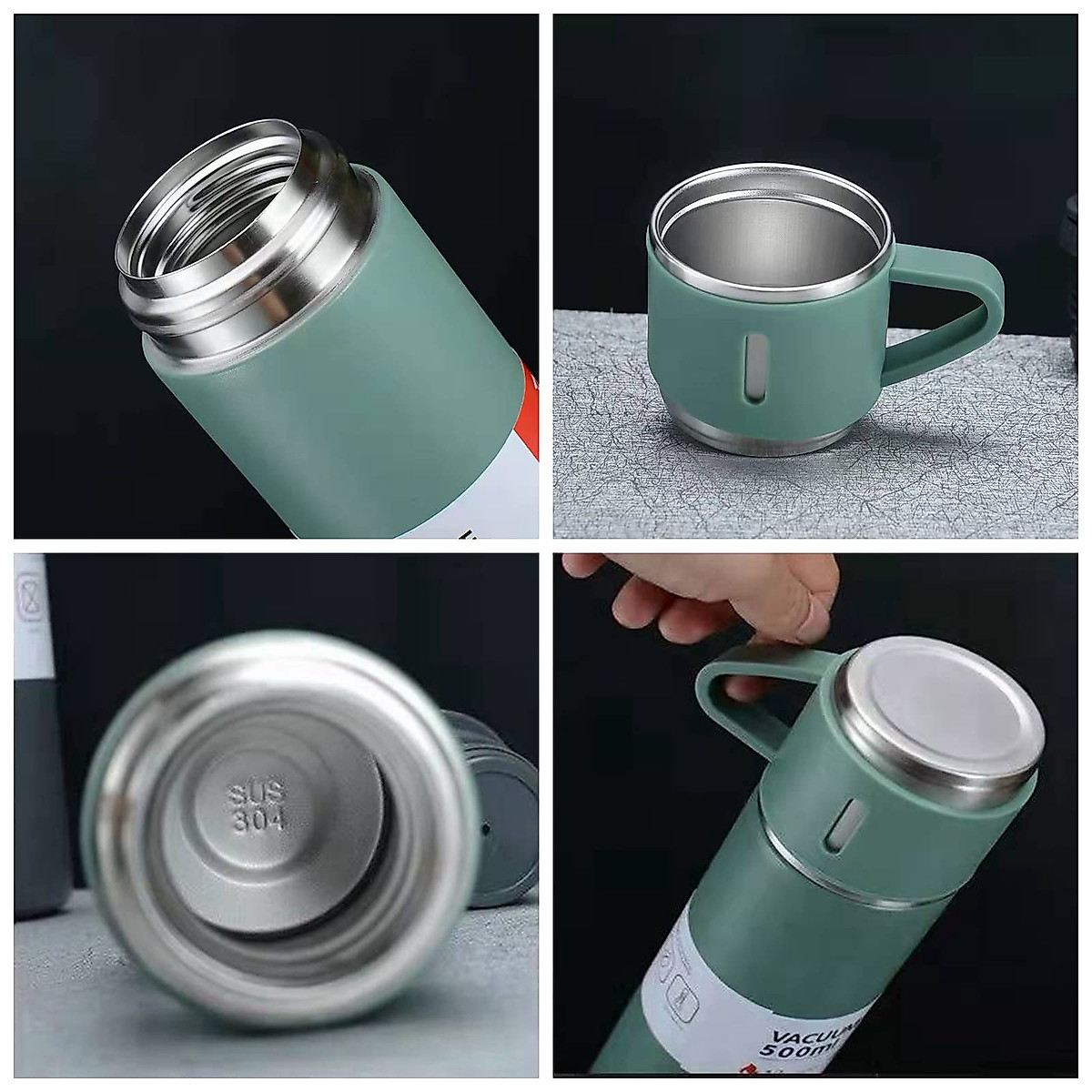 XTYHTX 17oz Stainless Steel Insulated Coffee Bottle,Vacuum-Insulated Beverage Bottle with Handle, Leak-Proof for Coffee, Tea, Water, Hot or Cold, (Green)