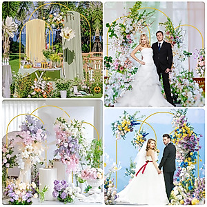 Fomcet Metal Arch Backdrop Stand Set of 3 Gold Wedding Arch Stand 7.2FT & 6.6FT & 6FT Arched Backdrop Frame for Birthday Party Baby Shower Graduation Ceremony Decoration