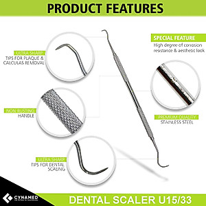 CynaMed Dental Tools Oral Care Kit (5-Pack) – Stainless Steel Dental Pick, Tartar Scraper, Scaler, Tweezers, and Mouth Mirror for Personal & Pet Use