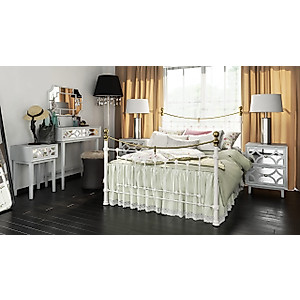 COZAYH Modern Contemporary 2-Drawer Nightstand, Accent Front Mirror Nightstand, for Small Spaces, Bedroom, Light Gray