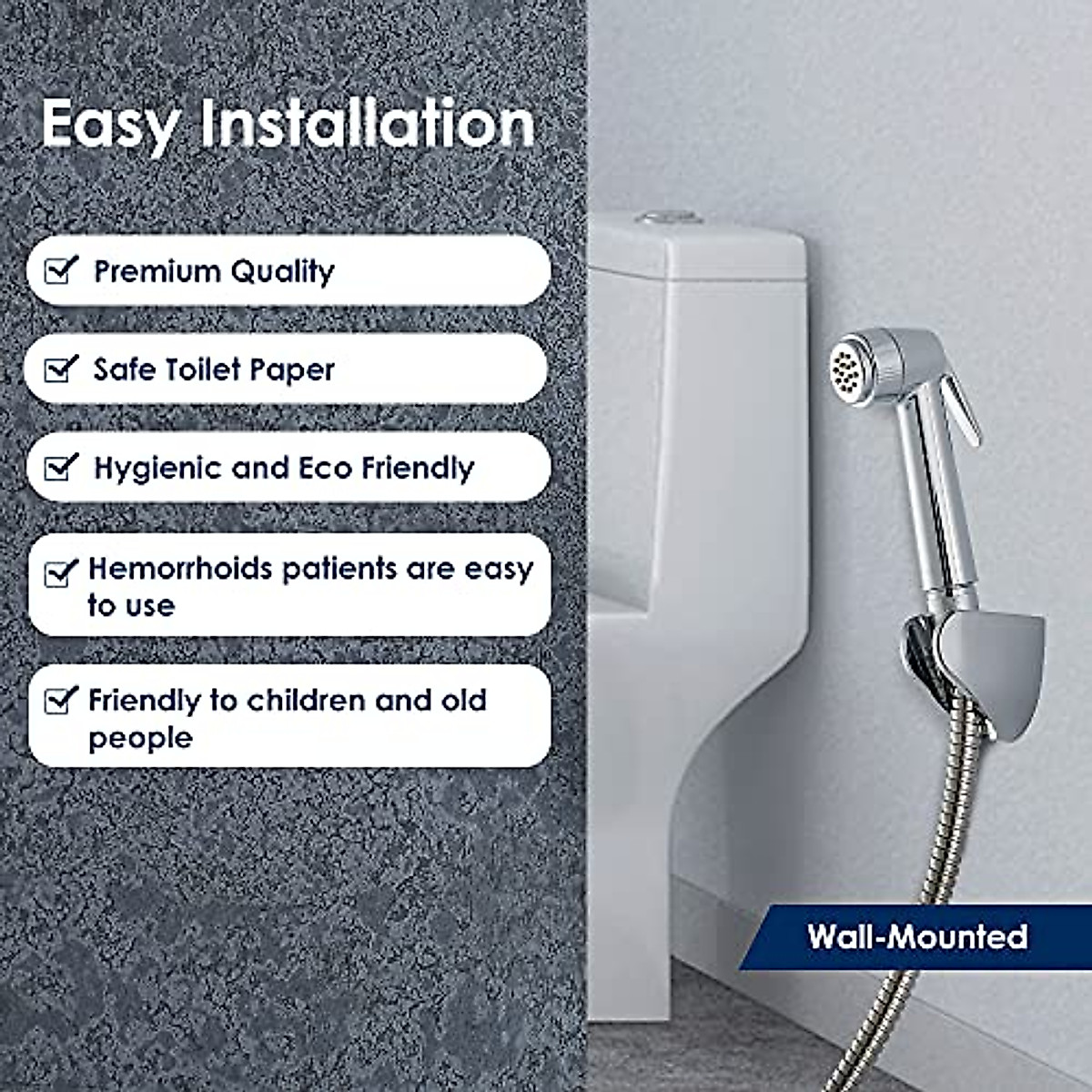 JOMOO Handheld Bidet Sprayer Bathroom Jet Spray Cloth Diaper Sprayer for Toilet Spray Attachment with Hose for Feminine Wash, Without T-Valve and Hook)