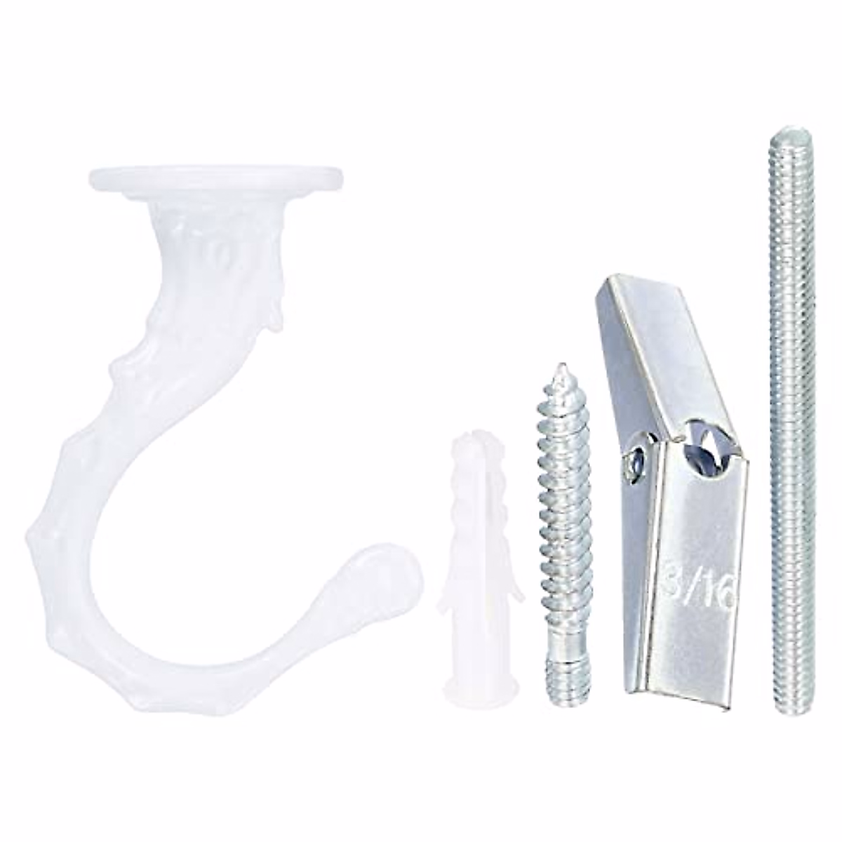 PATIKIL 2.6" x 1.2" Ceiling Hook, Orchid Swag Hooks with Mounting Hardware for Indoor and Outdoor Plant Hanging, White