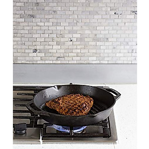 Lodge 12" Cast Iron Dual Handle Grill Pan, Black