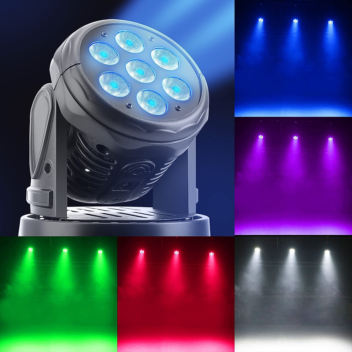 DJ Lights Moving Head, 70W RGBW Mini Stage Lights Moving Head, DMX DJ Disco Lights Sound Activated, Mini Moving Heads Wash Light for Christmas, Parties, Club, Concert, Wedding, Disco Events
