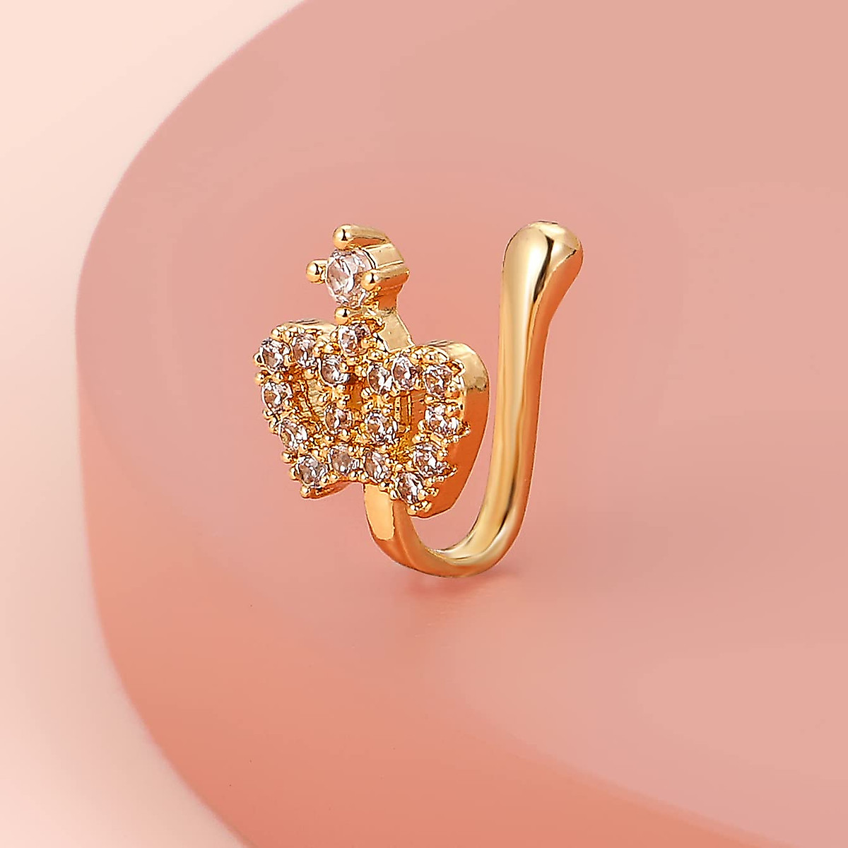 HMOOY 9Pcs Fake Nose Rings, Gold African Nose Cuff Non Piercing Clip On Nose Ring Nose Clip Nose Ring Fake Nose Ring Cuff Nose Clip Jewelry for Women Men (Gold)