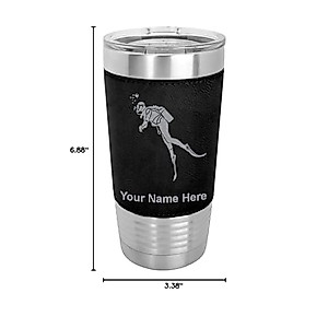 LaserGram 20oz Vacuum Insulated Tumbler Mug, Scuba Diver, Personalized Engraving Included (Faux Leather, Black)