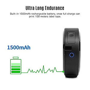 VIBY Portable Label Maker Printer Thermal Transfer Printer Manual Cutting 180dpi BT Connection with APP Multiple Languages (Color : OneColor)