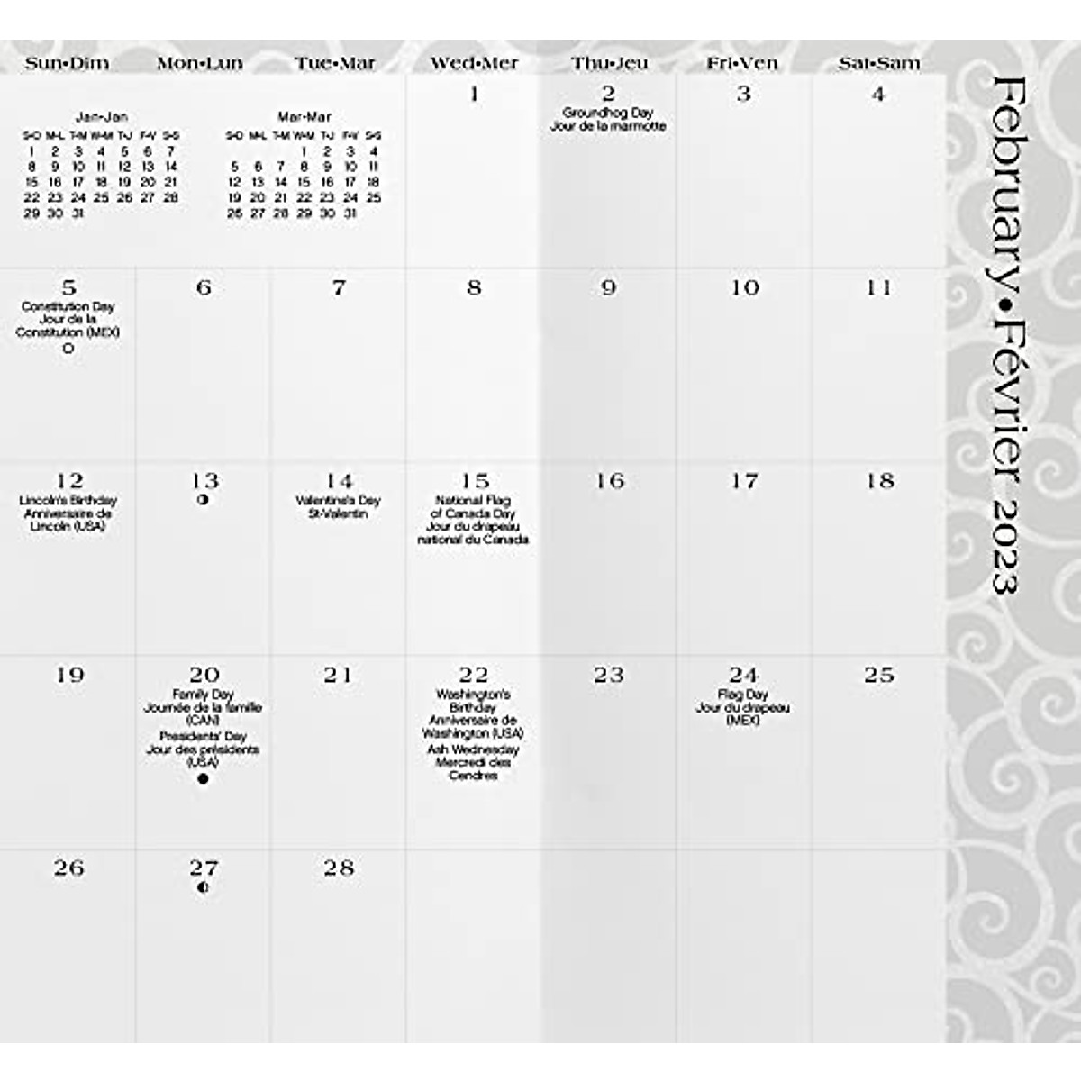 2023-2024 Silver Glitter (Bilingual French) Pocket Planner