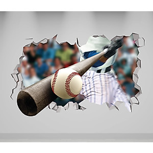Kyle Cornhole Baseball Decor for Boys Room - Baseball Wall Decor Art 3D Ball Sports Wall Decals - Baseball Sticker Hit Wall Decal MR1249 (24 inch W x 14 inch H (60cm x 36cm)), Green