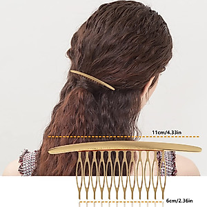 6 Pack Vintage Hair Side Combs Metal for Women Girl, Bridal Leaf Decorative Clips Gold French Twist Hair Slide Comb with Teeth Grip for Bride Wedding Headpiece Hair Accessories