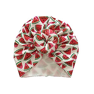 Asufegucd Baby Nylon Big Bow Turban Hats India Beanie Bohemia Donuts Cap Girls Headwear Bun Knot (Multicoloured ASFK8728)