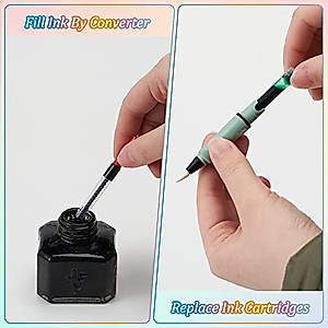 Maikedepot Calligraphy Brush Pens, 6pcs Calligraphy Pen Set Fountain Hand Lettering Pens Fibre Tip with Ink Refill Converter and 48 Ink Cartridges for Beginner and Professional Artists