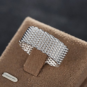 Cutesmile Fashion Beautiful Jewelry New 925 Sterling Silver Mesh Fine Ring Band (8)