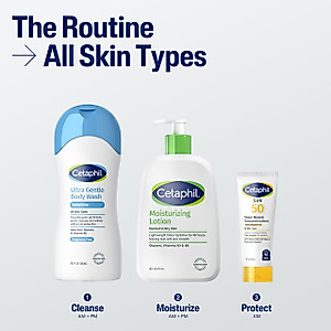 Cetaphil Ultra Gentle Refreshing Body Wash, For Dry to Normal, Sensitive Skin, 16.9oz Pack of 3, Aloe Vera, Calendula, Vitamin B5, Hypoallergenic, Paraben Free, Fragrance Free, Dermatologist Tested