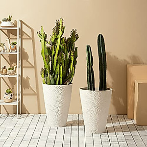 LA JOLIE MUSE Tall White Planter for Indoor Plants,20 Inch Tall Round Planter, Modern Flower Pot Containers,Large Decorative Tree Plant Pot,1 Pack