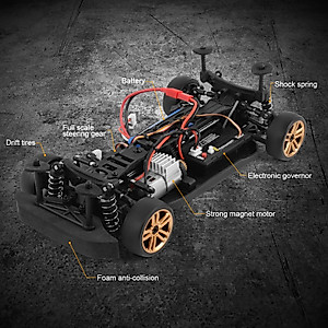 GoolRC RC Drift Car, 1:18 Scale Remote Control Car, 2.4GHz 4WD 30KM/H High Speed RC Racing Car with LED Light Strip for Adults and Kids