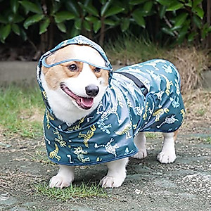 Waterproof Dog Raincoat, Adjustable Reflective Dog Rain Coat with Hoodie, Lightweight Dog Rain Jacket Dog Poncho Slicker with Leash Hole for Small Medium Large Dogs (Large, Green)