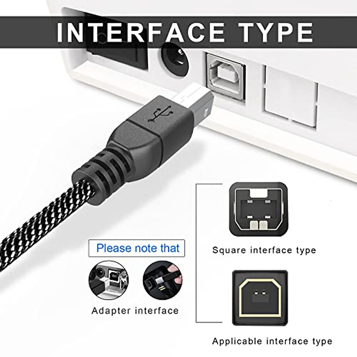 MOSWAG USB Printer Cable 5FT/1.5Meter Scanner Cable USB Printer Cord Type A to Type B Durable USB 2.0 Scanner Cord High Speed for HP,Canon,Dell,Epson,Lexmark,Xerox,Brother,Samsung and More