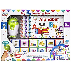 Disney Baby - My Big Learning Box Set - Educational Touch & Talk Reader with 3 Interactive Books, 48 Flashcards, and Poster - PI Kids