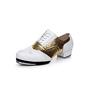WENDYWU Dance Women's Professional Tap Shoe (White, 7)