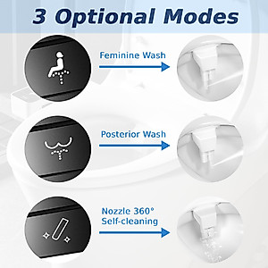 SAMSICHI Bidet Attachment for Toilet, Retractable Self Cleaning Cold Water Bidets for Existing Toilets, Bidet Toilet Seat Attachment with Pressure Controls, Bidet Attachment for Frontal & Rear Wash