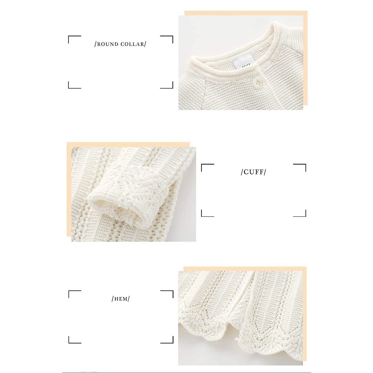 Feidoog Knitted Baby Girls Cardigan Sweater Toddler Knit Button up Cardigan Sweater Outwear,Off-White,2-3T