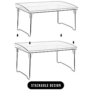 Sorbus Stackable Shelves for Cabinets & Countertop - Storage Shelf Organizer Stand Racks- Foldable Shelves for Undersink, Kitchen Cabinets, Pantry, Countertops, Clear Plastic/Metal