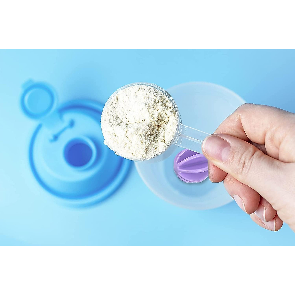 Protein Shaker Bottle w. Classic Loop Top & Stainless Whisk Ball-Protein Shaker Bottle Leak Proof Class Portable Gym Shaker Water Bottle w. Measurement Line BPA Free Plastic Sports Mixer-(16 oz,White)